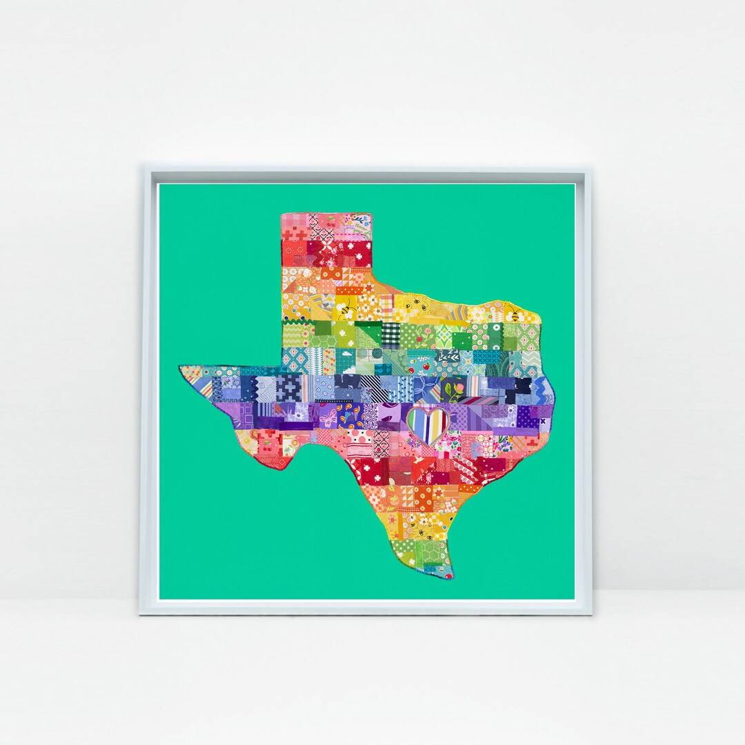 Colorful Texas Print, Rainbow Texas Art, Giclée Print on Paper or ...