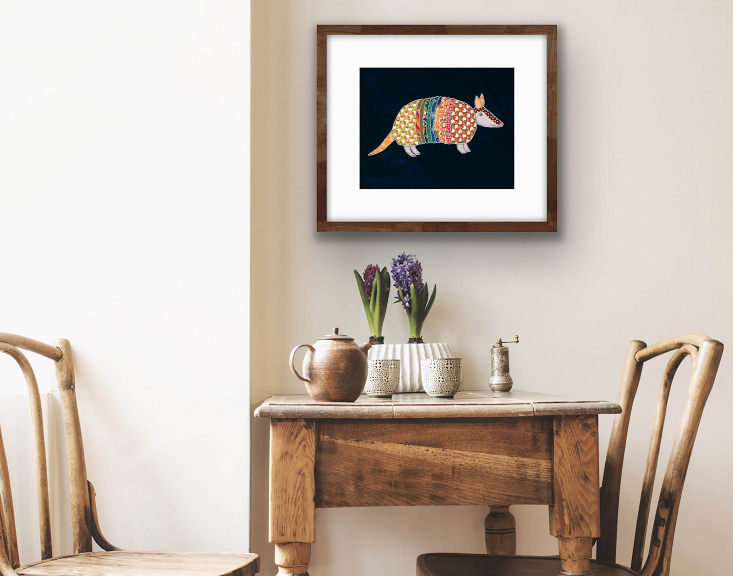 Armadillo Print, Texas Armadillo Artwork, Fine Art Giclée Print in Paper or Canvas, Unframed in ...