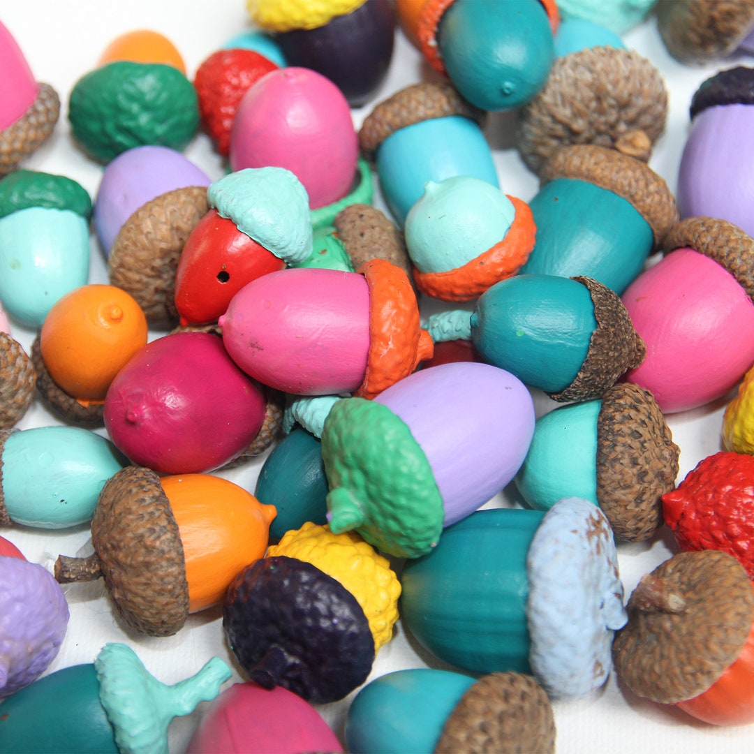 Colorful Hand Painted Acorns Sets of 12 24 and 36 - Etsy