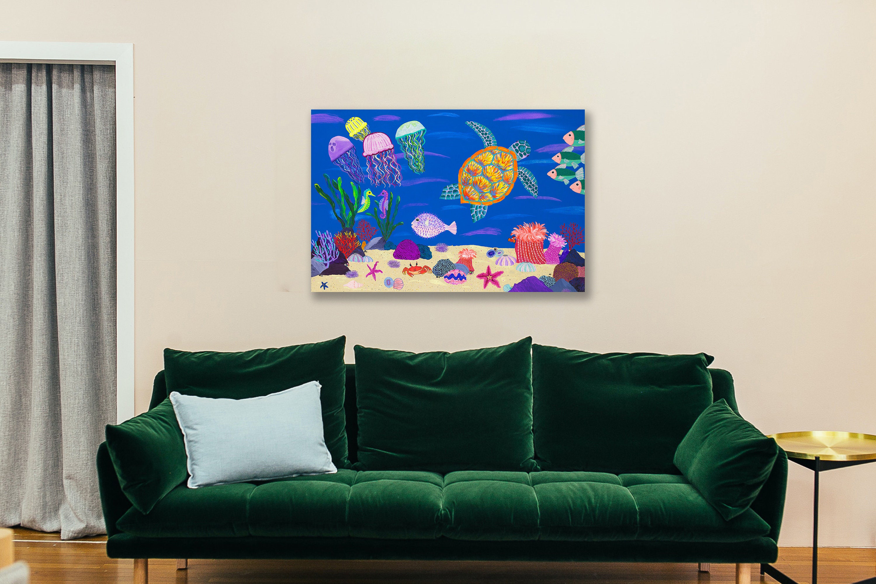 Sea Life Print, Ocean Creatures, Sea Turtle, Jelly Fish, Sea Horses ...