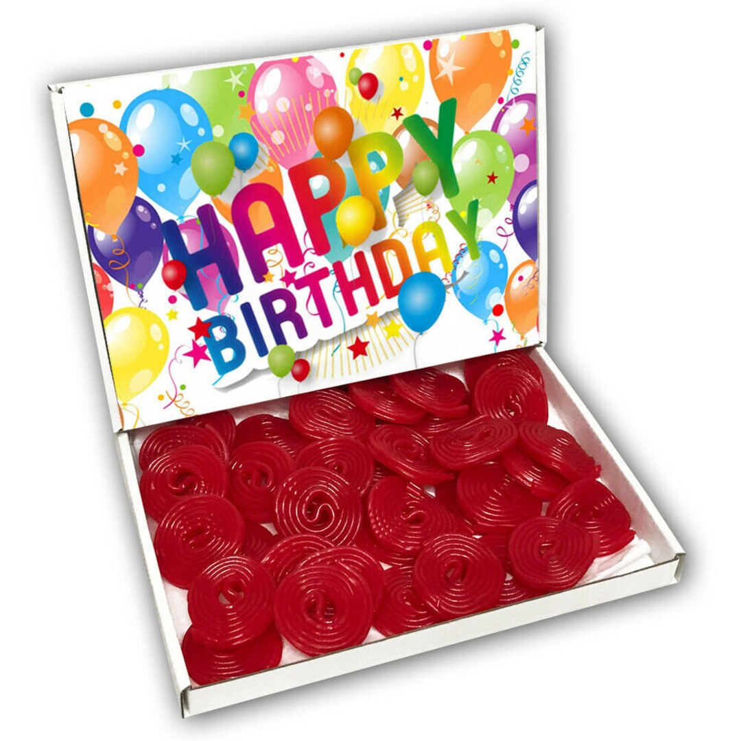 Liquorice Cherry Wheels Gift Box Personalised Sweets Birthday Present ...