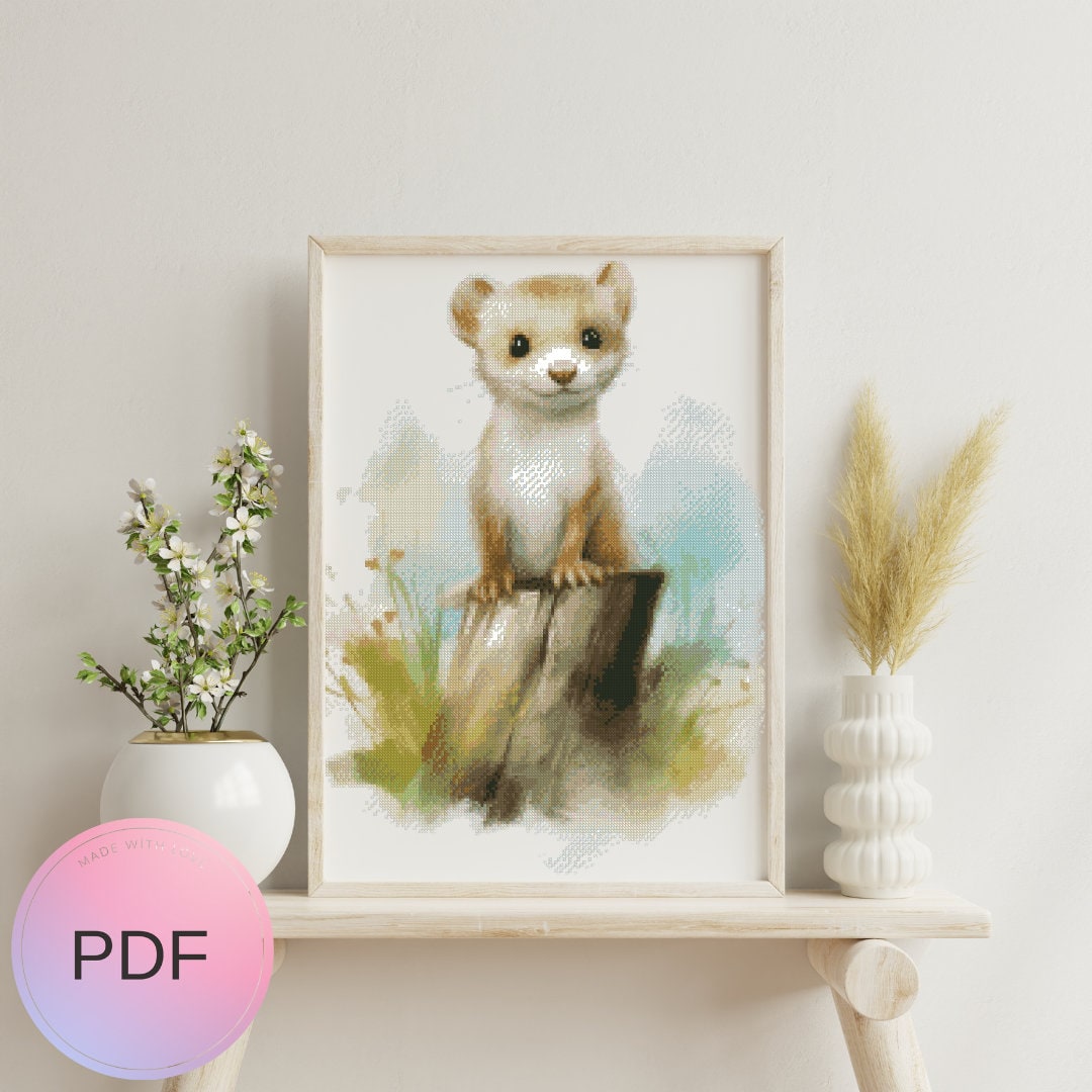 Stoat Cross Stitch Pattern , Watercolor X Stitch Chart , Instant Download , Pdf , Cute Animal - Etsy
