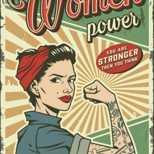 Pin up Cross Stitch Pattern , Women Power , Retro Poster X Stitch ...