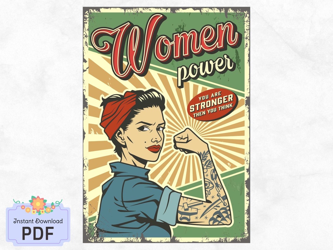 Pin up Cross Stitch Pattern , Women Power , Retro Poster X Stitch ...