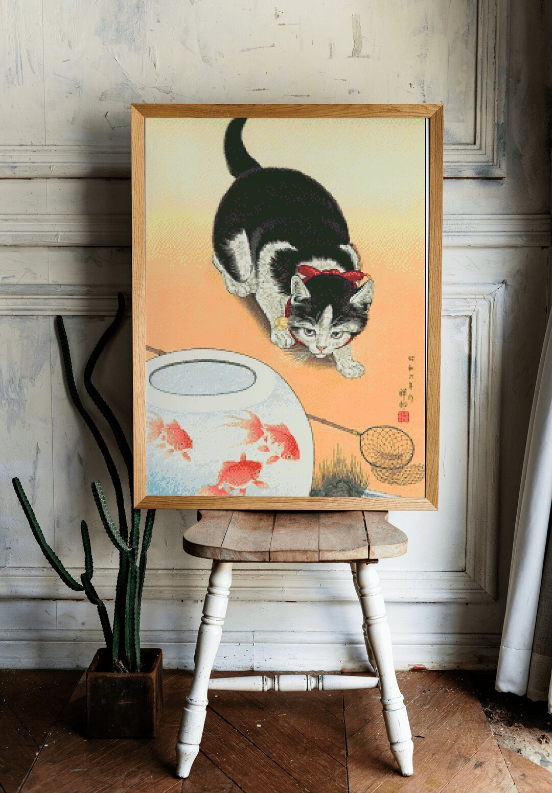 Cat and Bowl of Goldfish Cross Stitch Pattern , Instant Download , Pdf ...