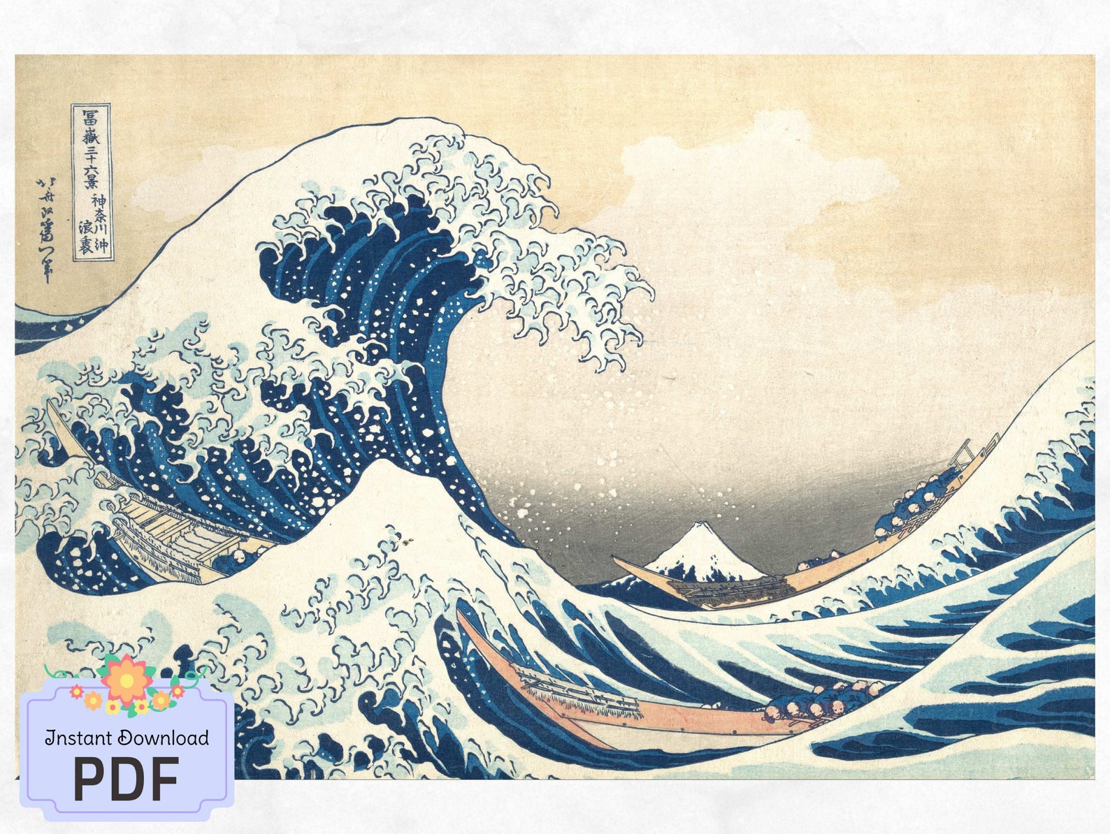 The Great Wave off Kanagawa Cross Stitch Pattern , Hokusai Katsushika ...
