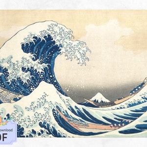 The Great Wave off Kanagawa Cross Stitch Pattern , Hokusai Katsushika ...
