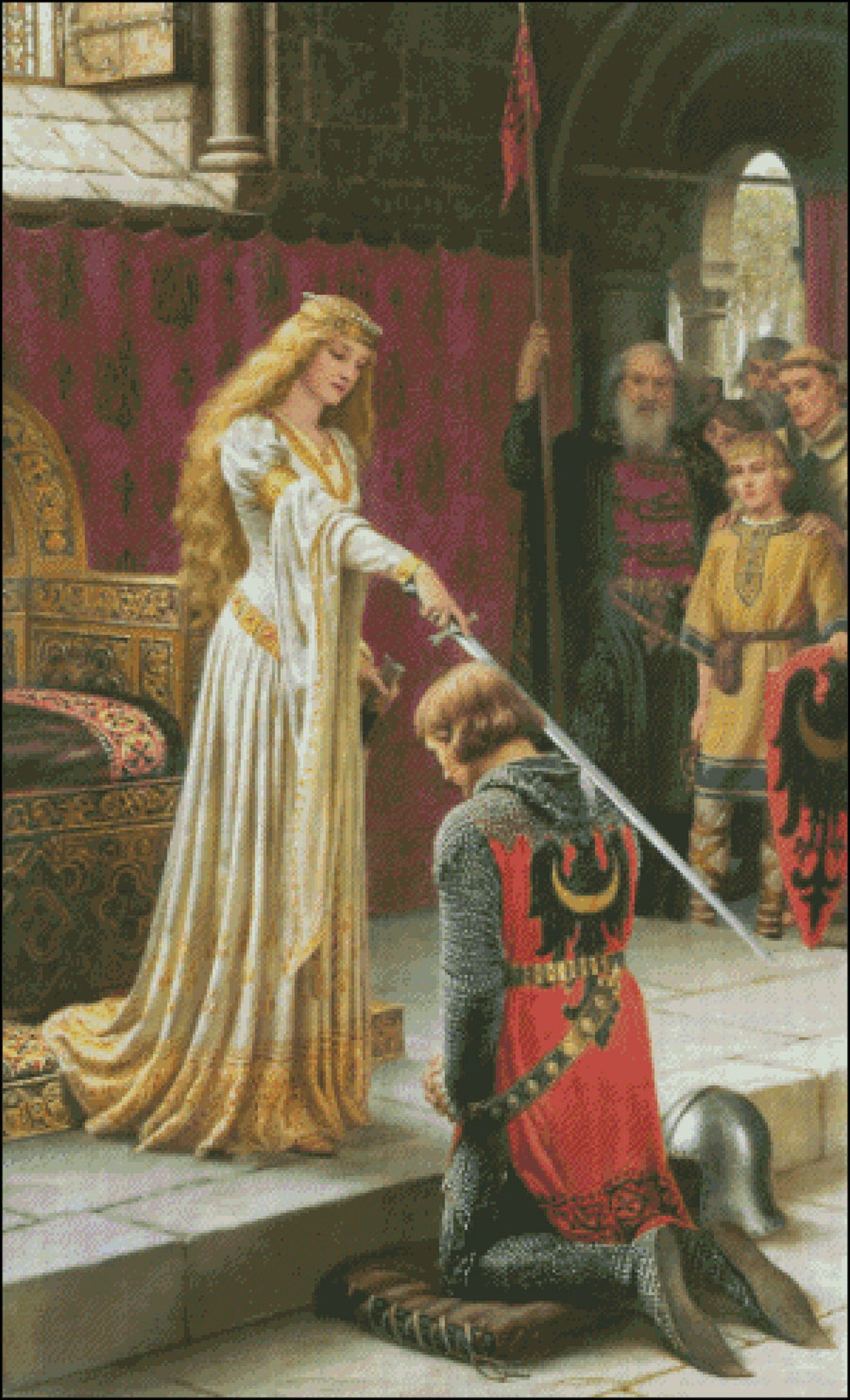 The Accolade Cross Stitch Pattern , Edmund Blair Leighton , Famous ...