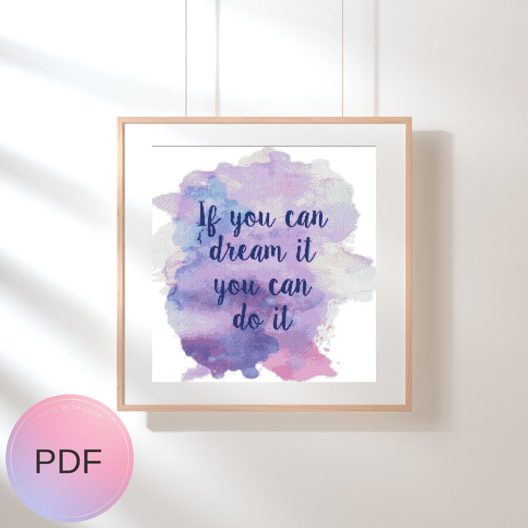 Motto Cross Stitch Pattern , Watercolor X Stitch Chart , Instant ...