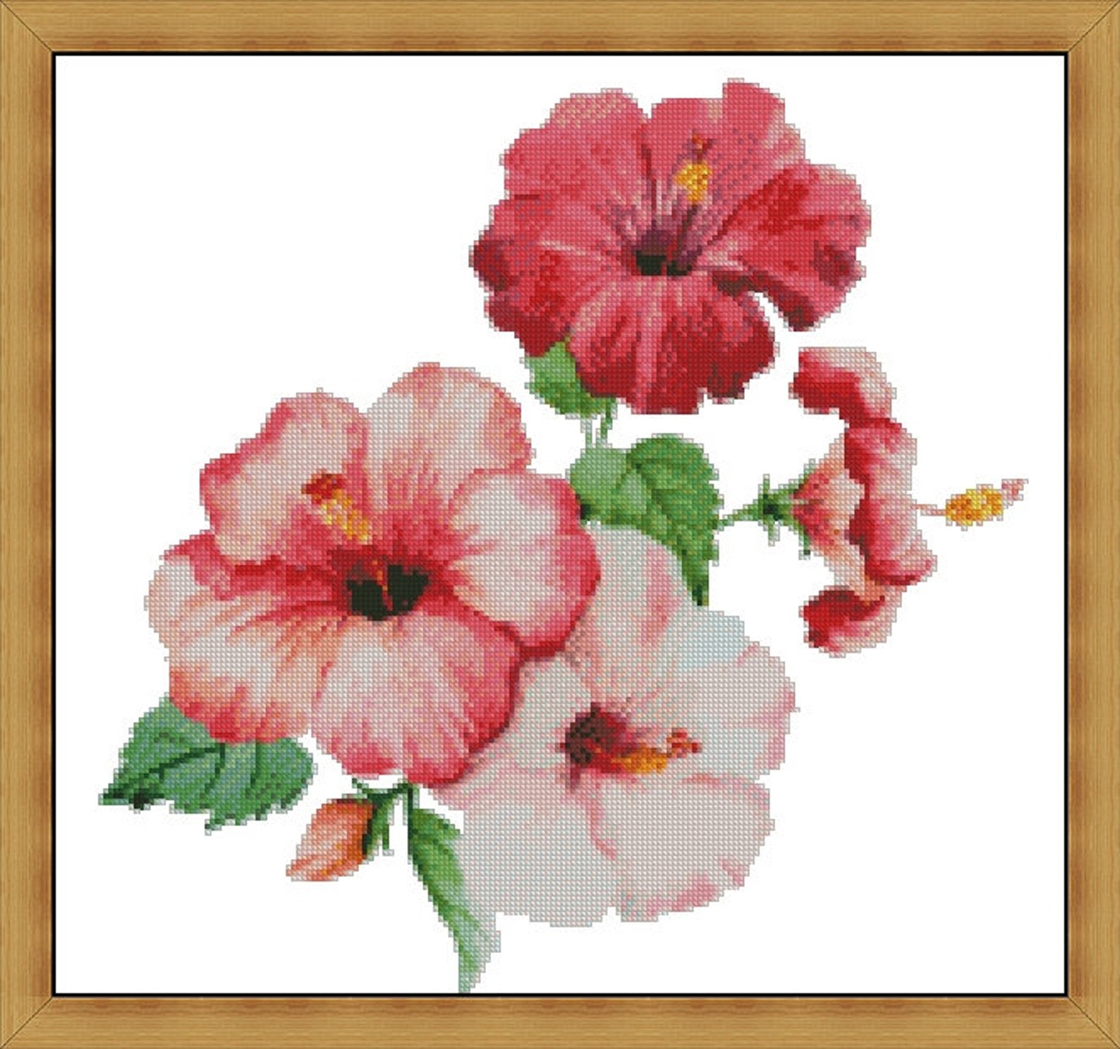 Hibiscus Cross Stitch Pattern Tropical Flowers Floral X | Etsy