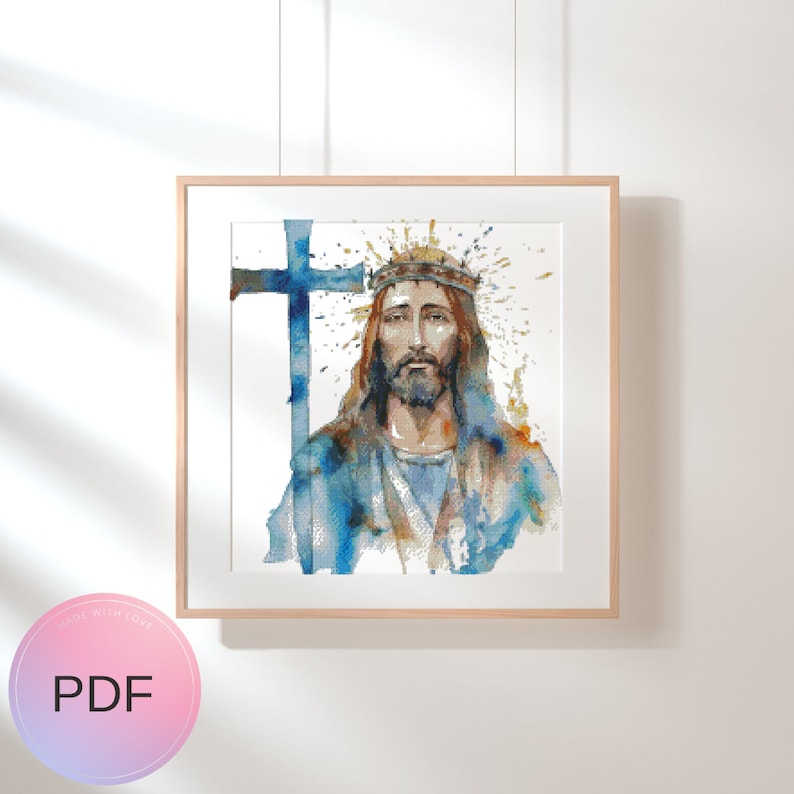 Jesus With Cross Cross Stitch Pattern , Pdf , X Stitch Chart , Instant ...