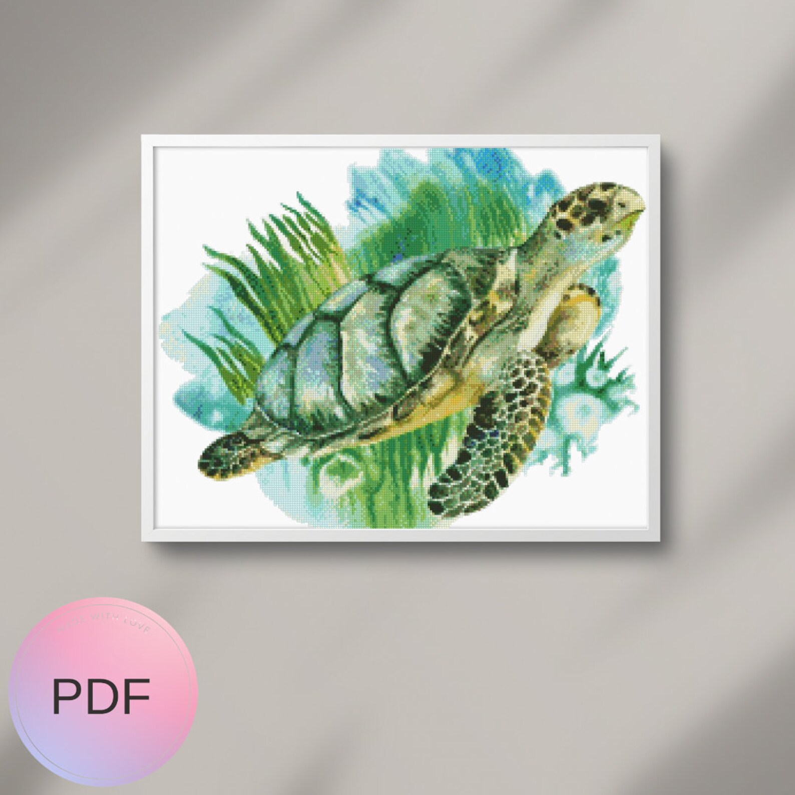 Turtle Cross Stitch Pattern , Watercolor X Stitch Chart , Instant ...