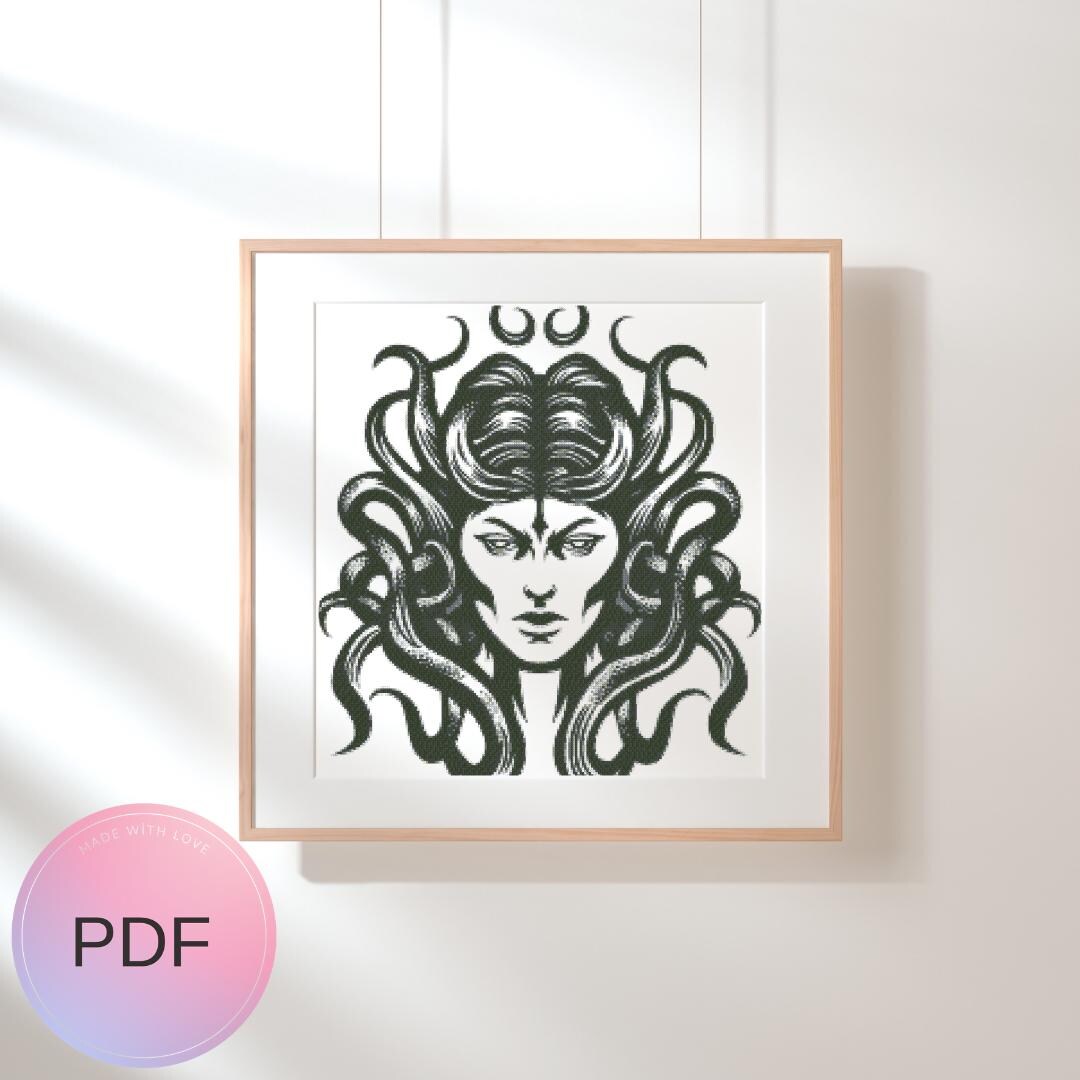 Medusa Cross Stitch Pattern , Watercolor X Stitch Chart , Instant ...