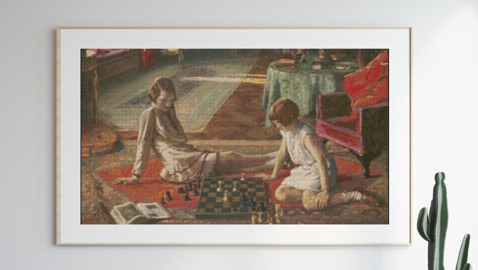 The Chess Players Cross Stitch Pattern , X Stitch Chart, Instant ...