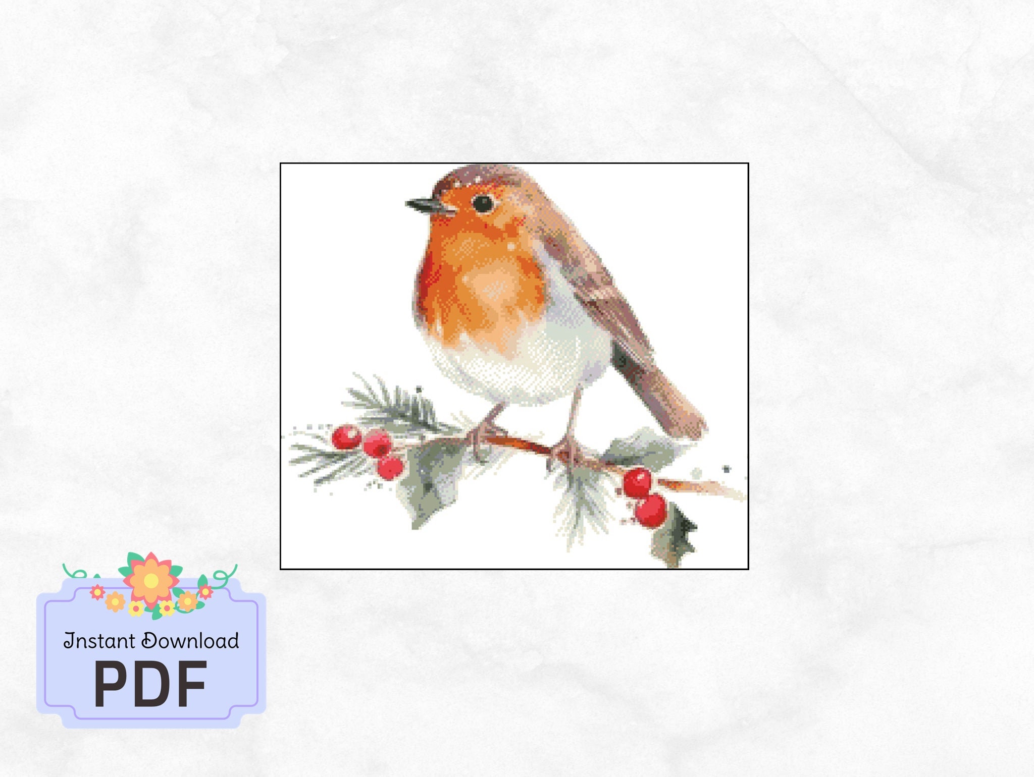 Robin Redbreast Cross Stitch Pattern , Watercolor X Stitch Chart ...