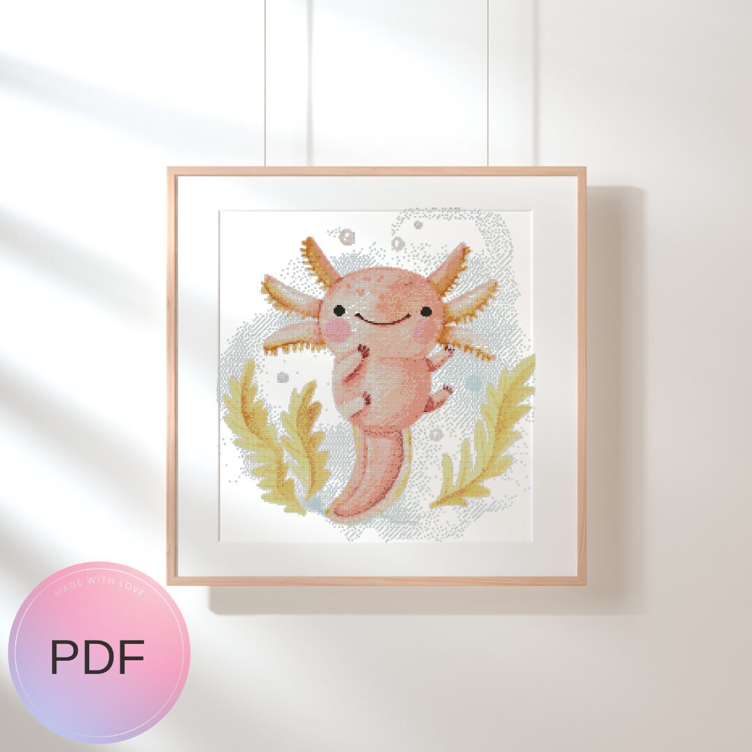 Axolotl Cross Stitch Pattern , Watercolor X Stitch Chart , Instant ...