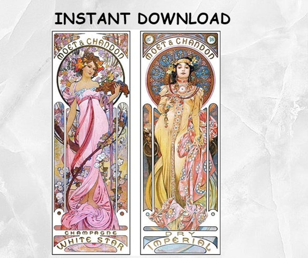 Alphonse Mucha Cross Stitch Pattern Moet and Chandon Famous - Etsy