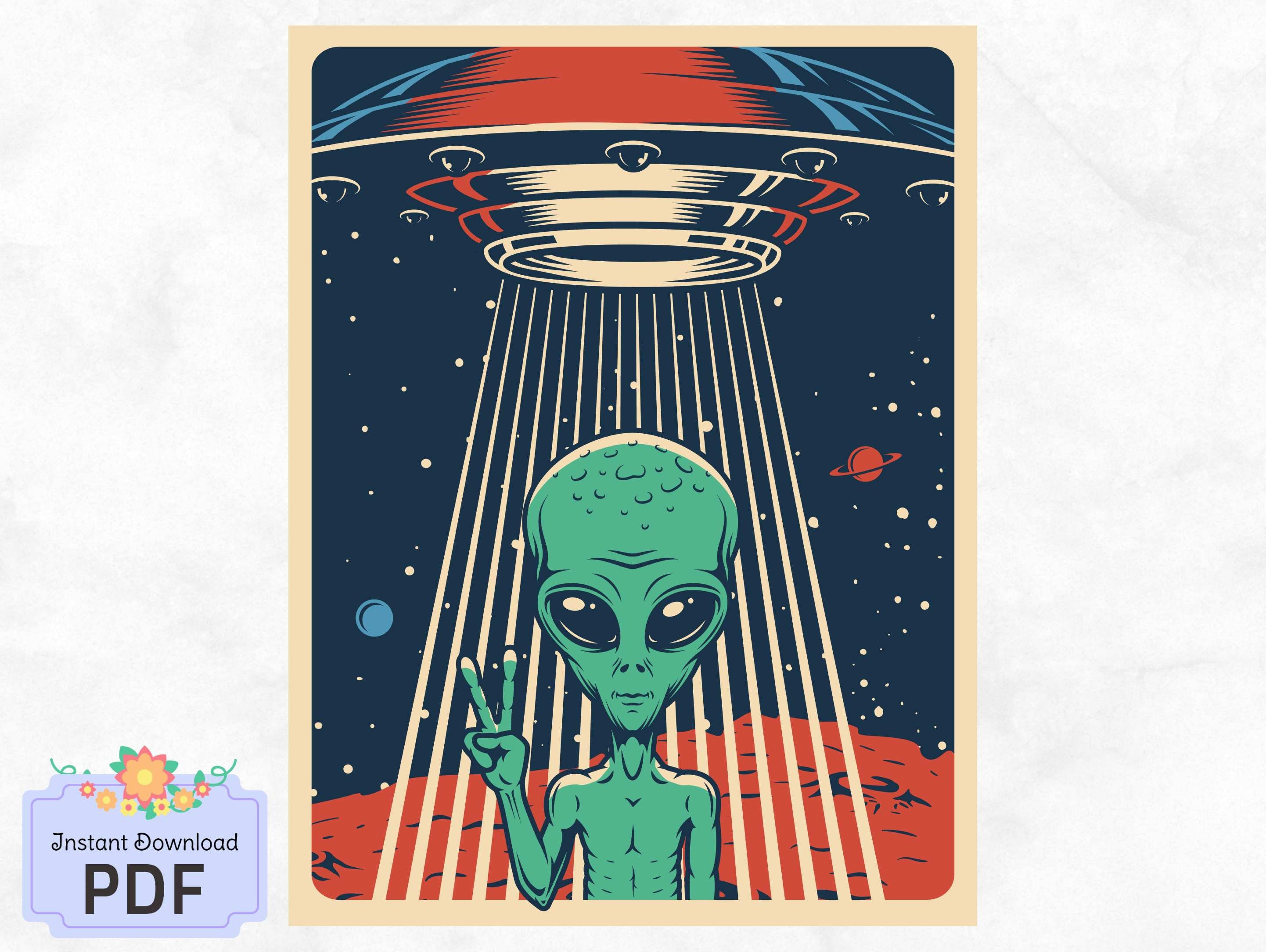 Alien Cross Stitch Pattern UFO X Stitch Supplies Instant - Etsy