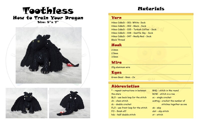 Crochet Amigurumi Toy Pattern - How to Train Your Dragon - Toothless ...