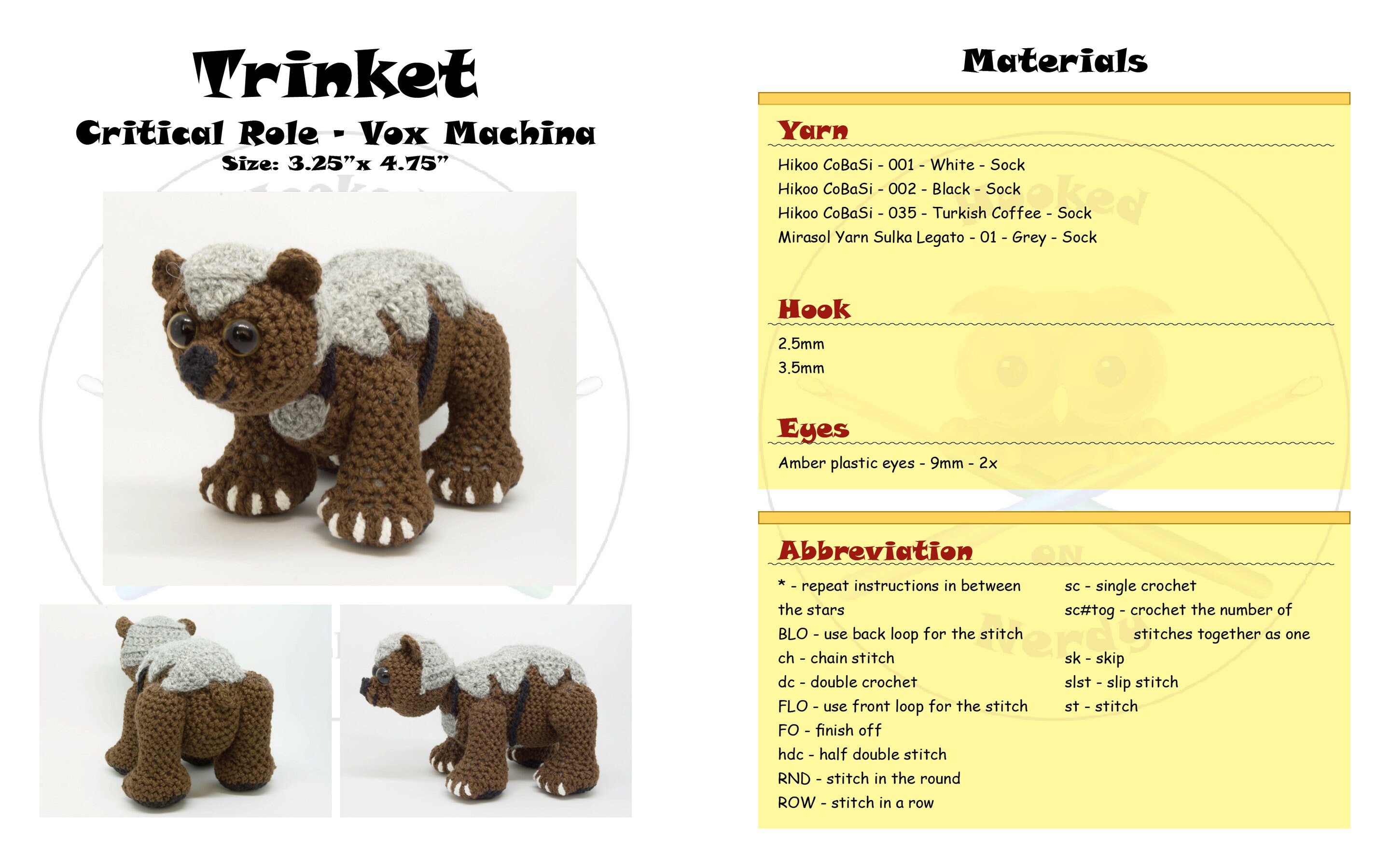 Amigurumi DIY Craft Kit Critical Role Trinket, Crochet Pattern Digital ...