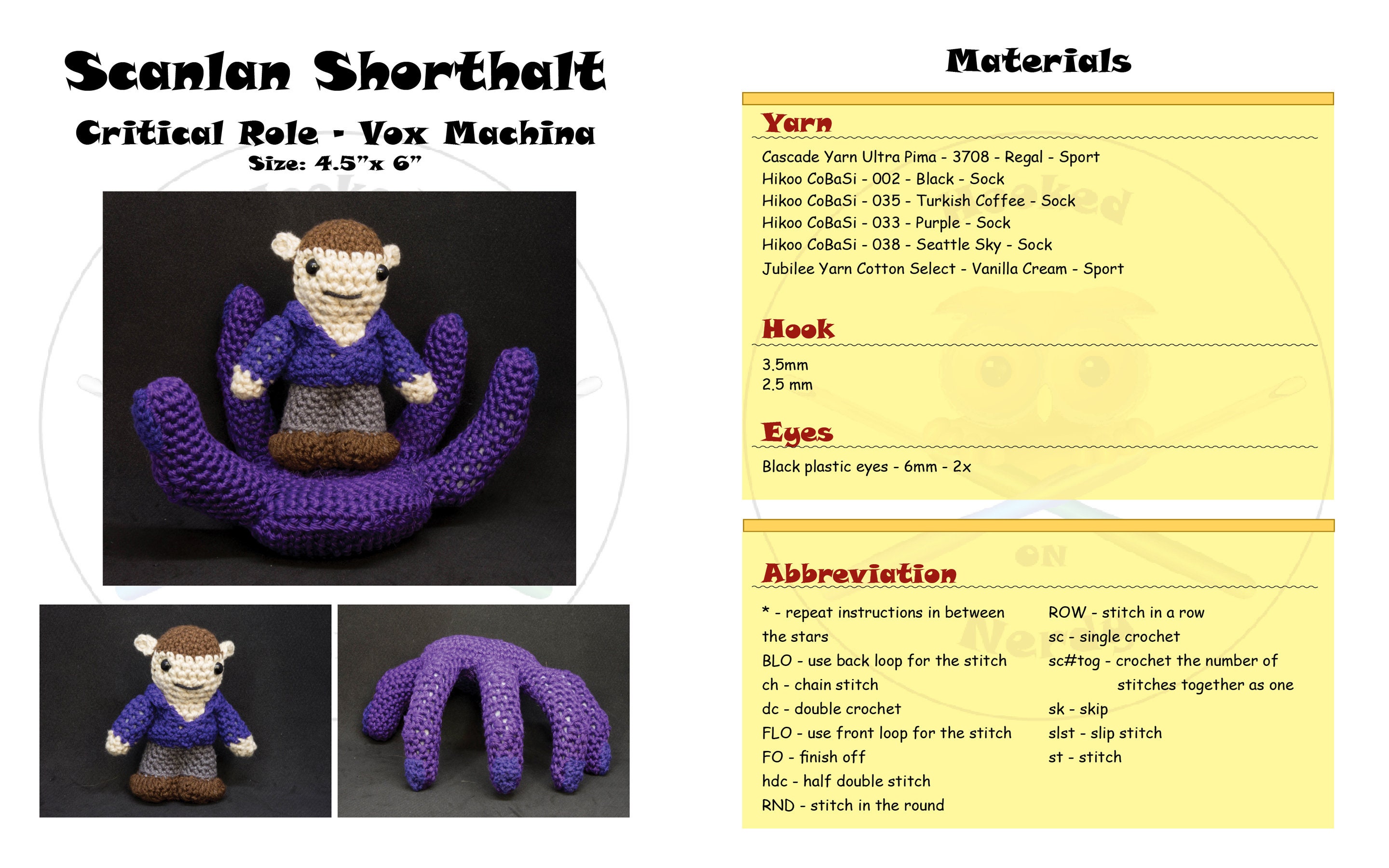 Amigurumi DIY Craft Kit Critical Role Scanlan, Crochet Pattern Digital ...
