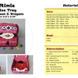 Crochet Amigurumi Dice Tray- Dungeons & Dragons - Mimic Large, Digital ...
