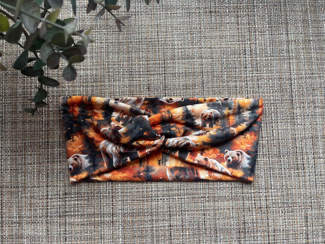 Bears in the Forest Burnt Orange Headband /extra Wide Headband/turban ...
