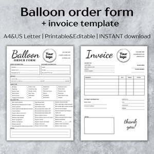 Balloon Order Form and Invoice Template, Balloon Order Tracker Template ...