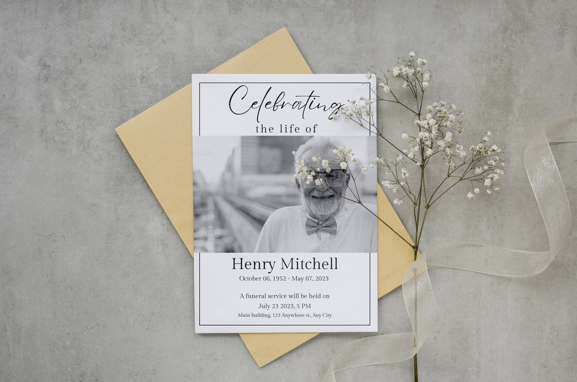 Funeral Program Template for Man Obituary Template Memorial - Etsy