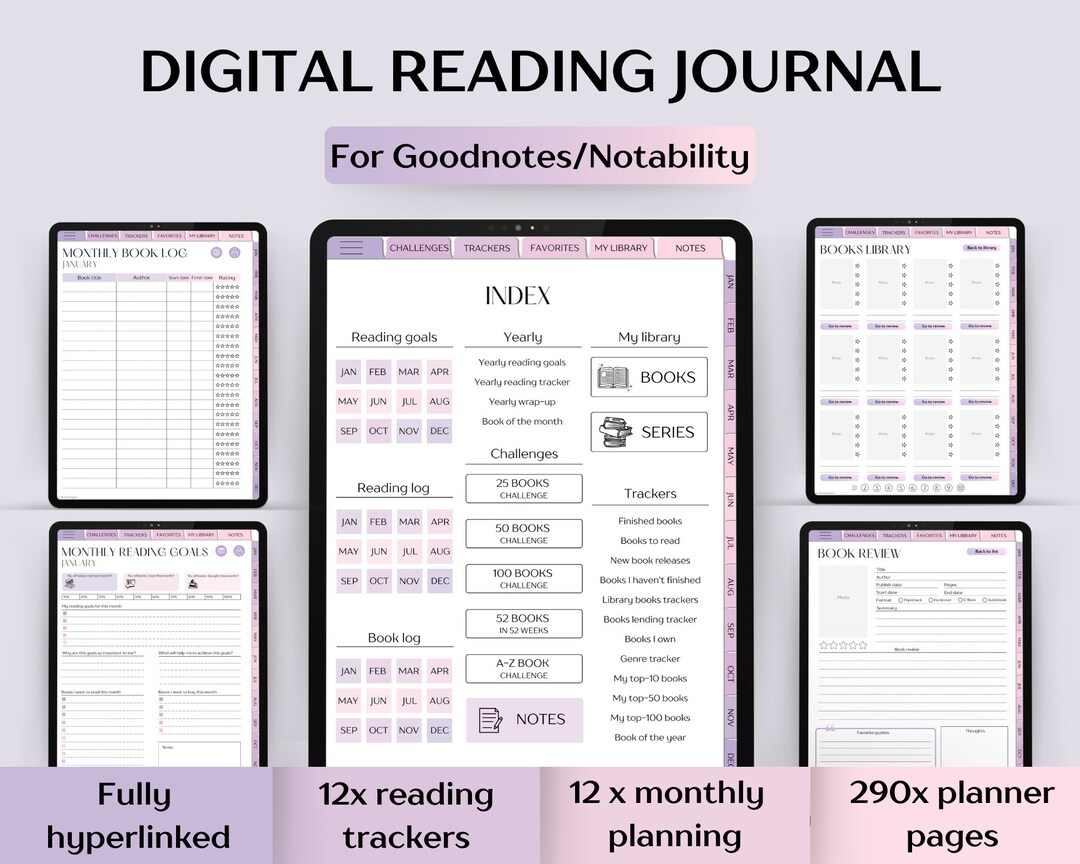 Digital Reading Tracker for Goodnotes, Ipad, Reading Book Journal ...