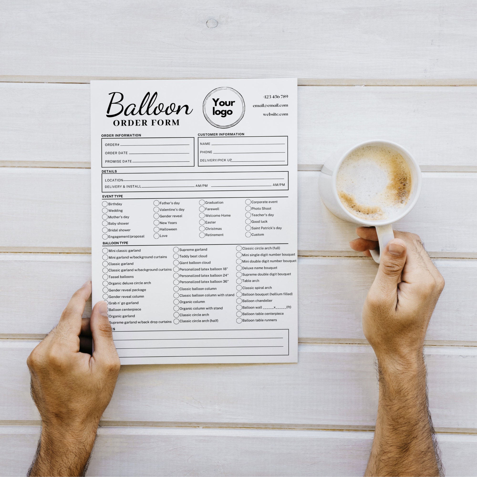 Balloon Order Form and Invoice Template, Balloon Order Tracker Template ...