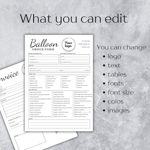 Balloon Order Form and Invoice Template, Balloon Order Tracker Template ...