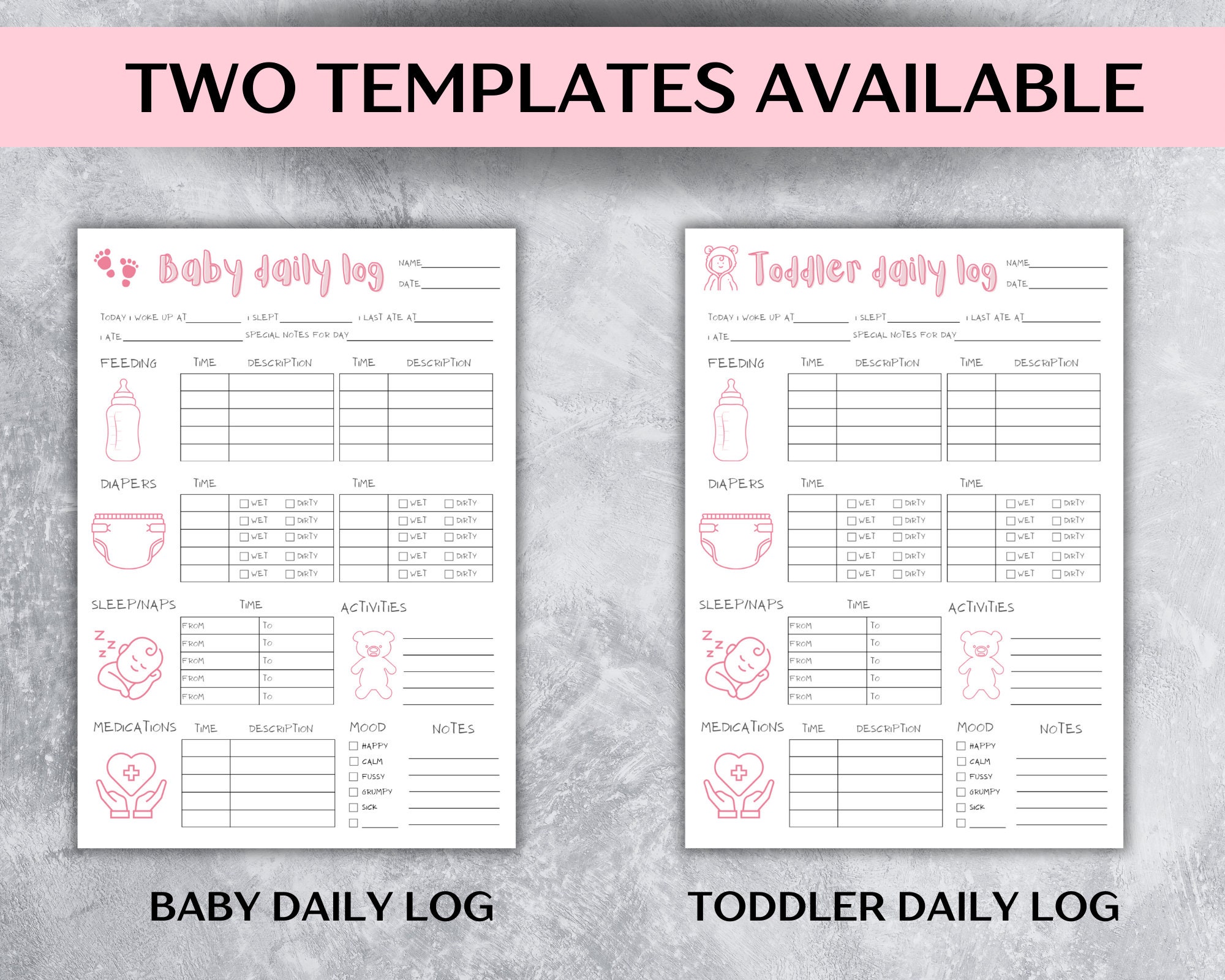 Baby Daily Log: Infant Toddler Tracker, Caregiver Checklist, Printable ...