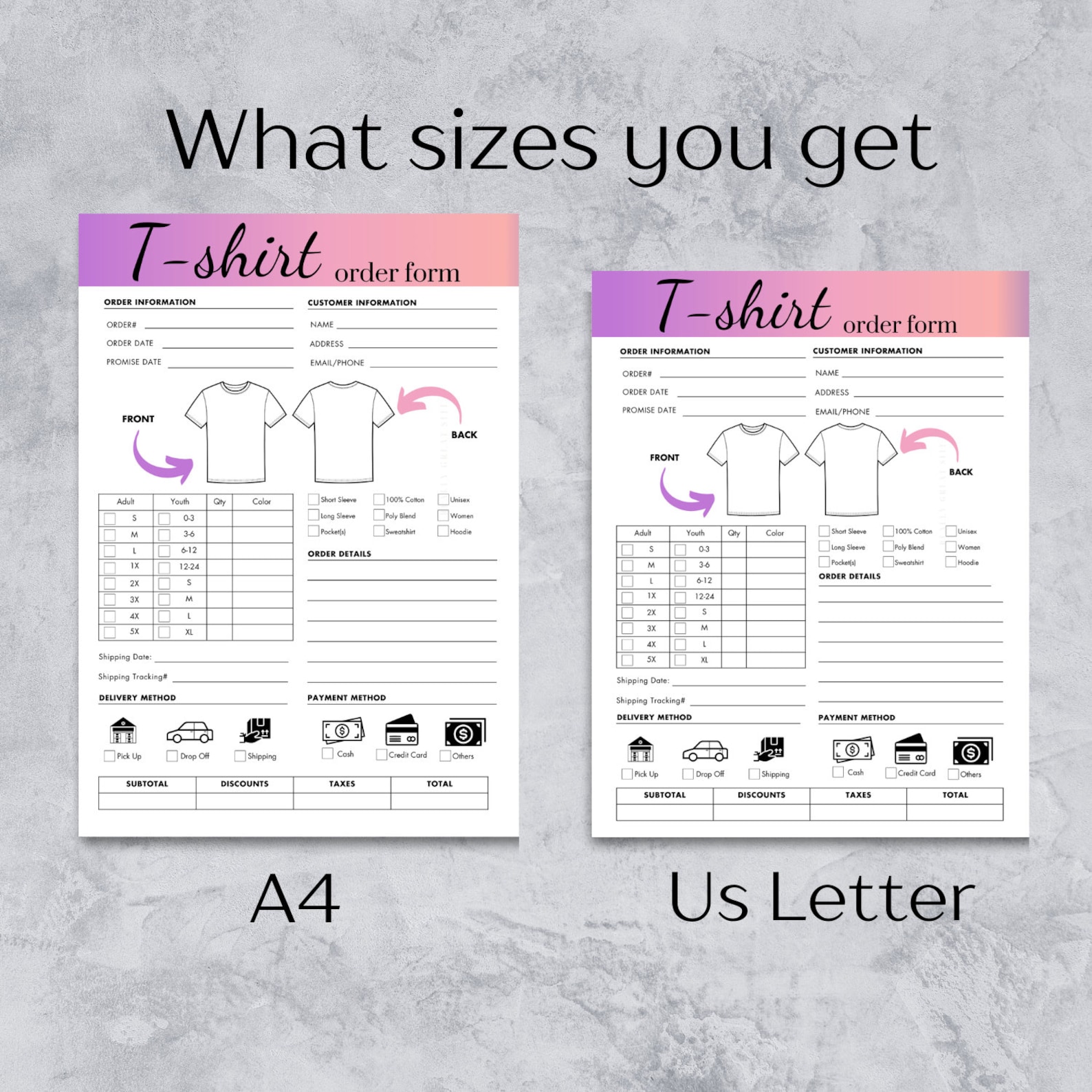 Editable T-shirt Order Form and Invoice Template for Small Business ...