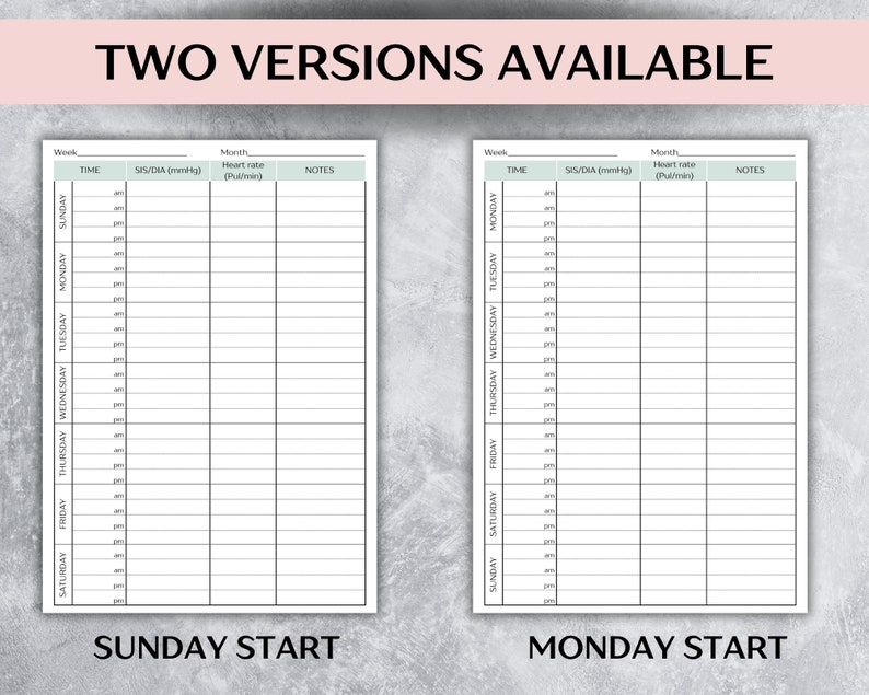Blood Pressure Chart, Blood Pressure Form, Blood Pressure Log, Blood ...