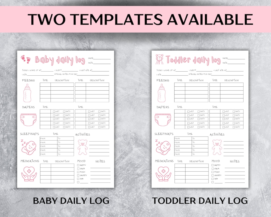 Infant Daily Report, Baby Daily Log, Caregiver Log, Daycare Daily ...