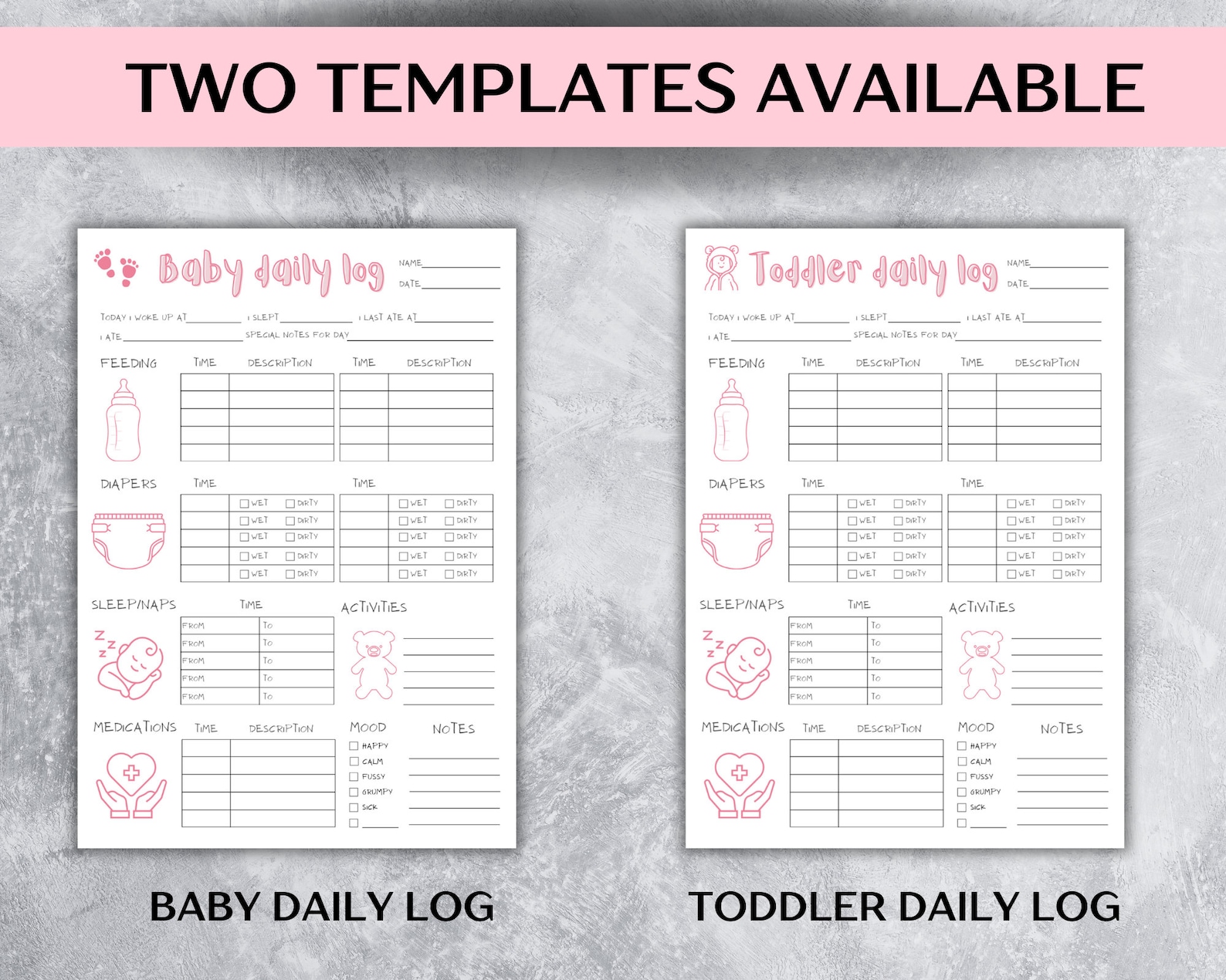 Infant Daily Report, Baby Daily Log, Caregiver Log, Daycare Daily ...