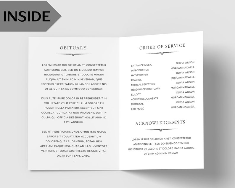Obituary Template for Men, Funeral Program Template for Man, Memorial ...