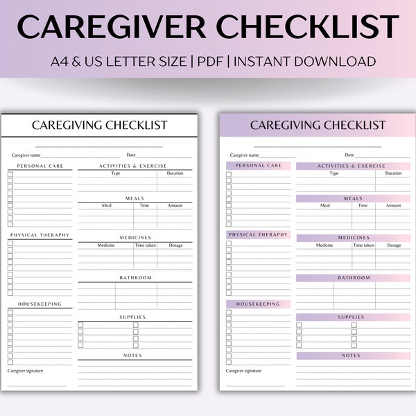 Caregiver Daily Log - Etsy
