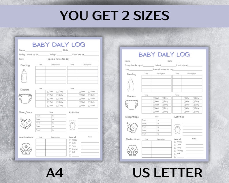 Infant Daily Report, Caregiver Daily Log, Infant Daily Log, Printable ...