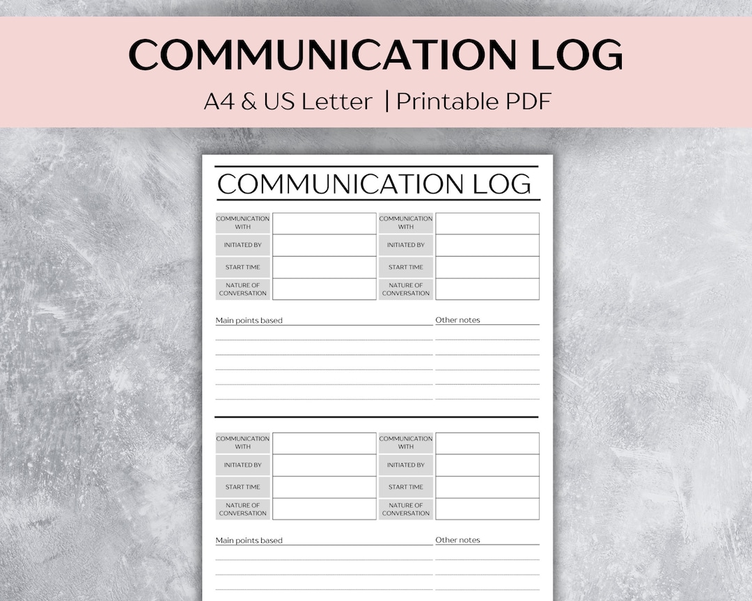 Client Communication Log, Parent Communication Log, Call Log Template ...
