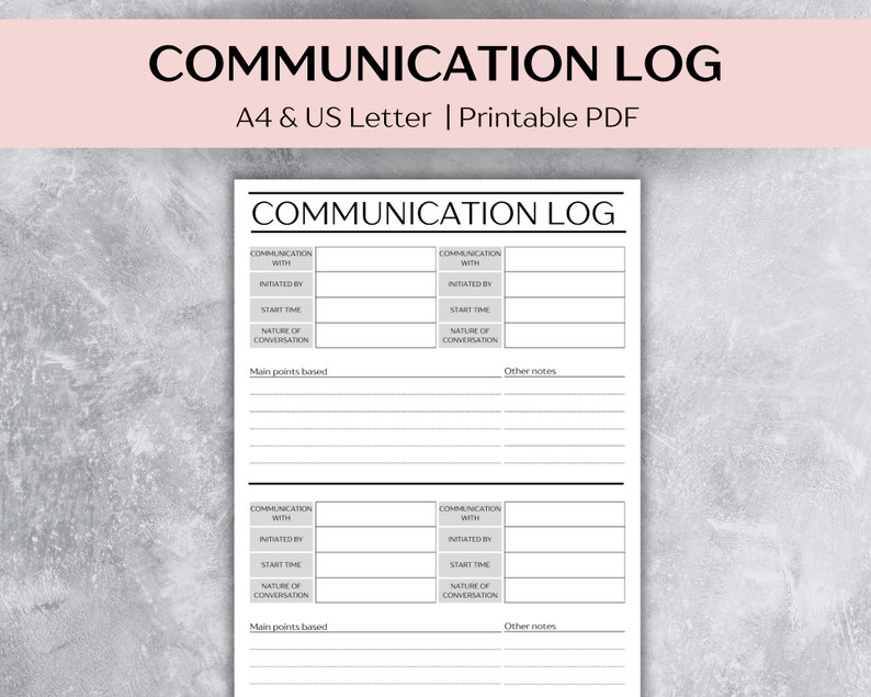 Client Communication Log, Parent Communication Log, Call Log Template ...