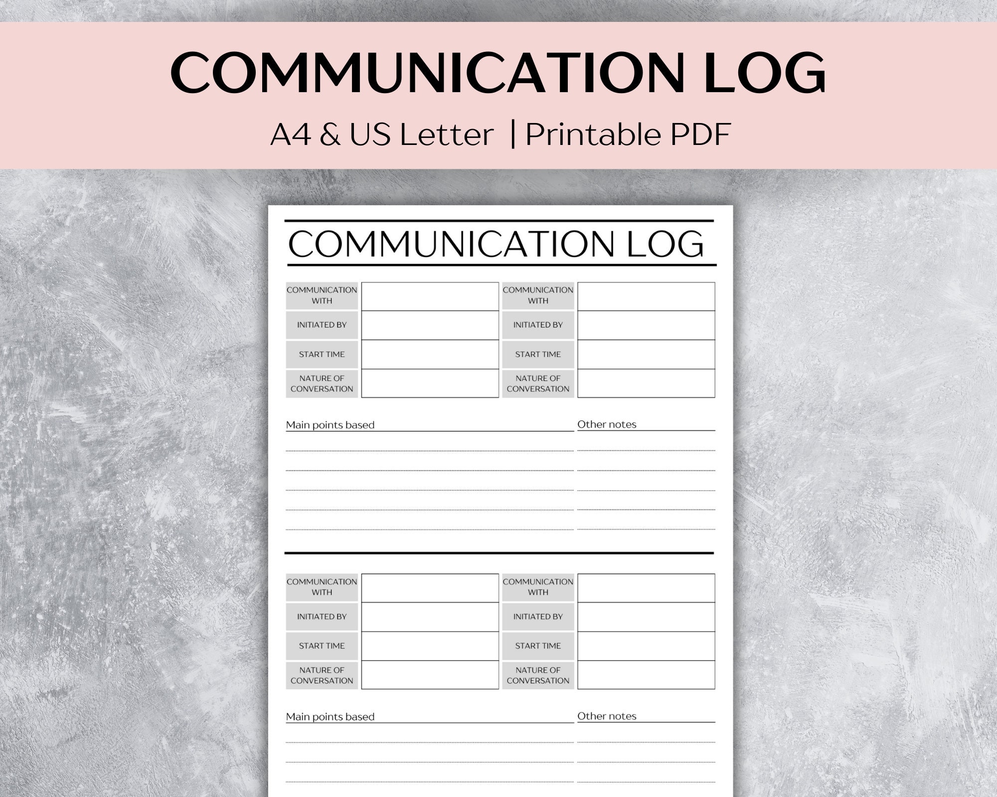 Client Communication Log, Parent Communication Log, Call Log Template ...