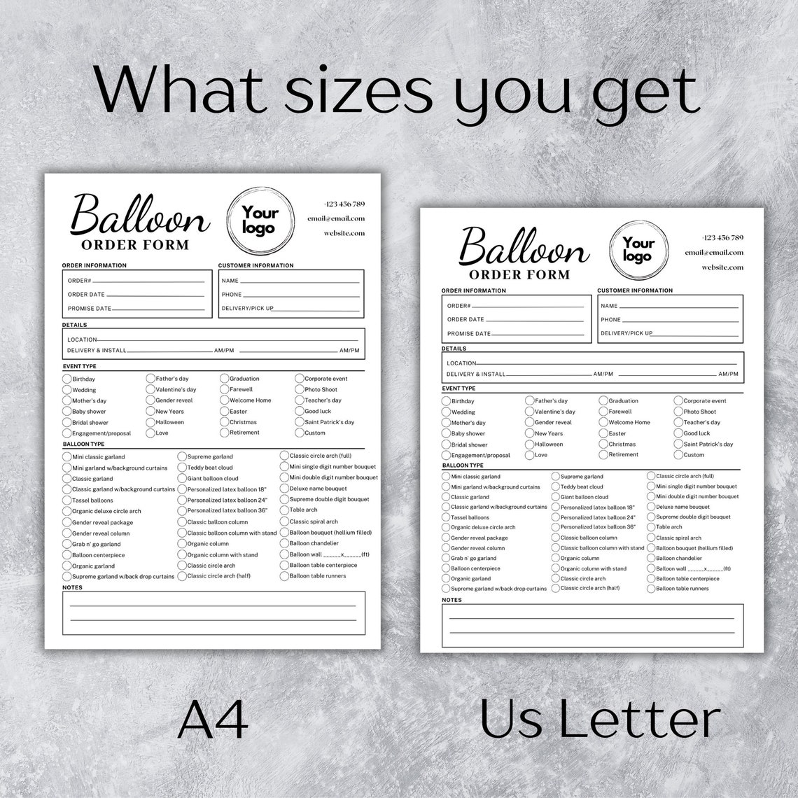 Balloon Order Form and Invoice Template, Balloon Order Tracker Template ...