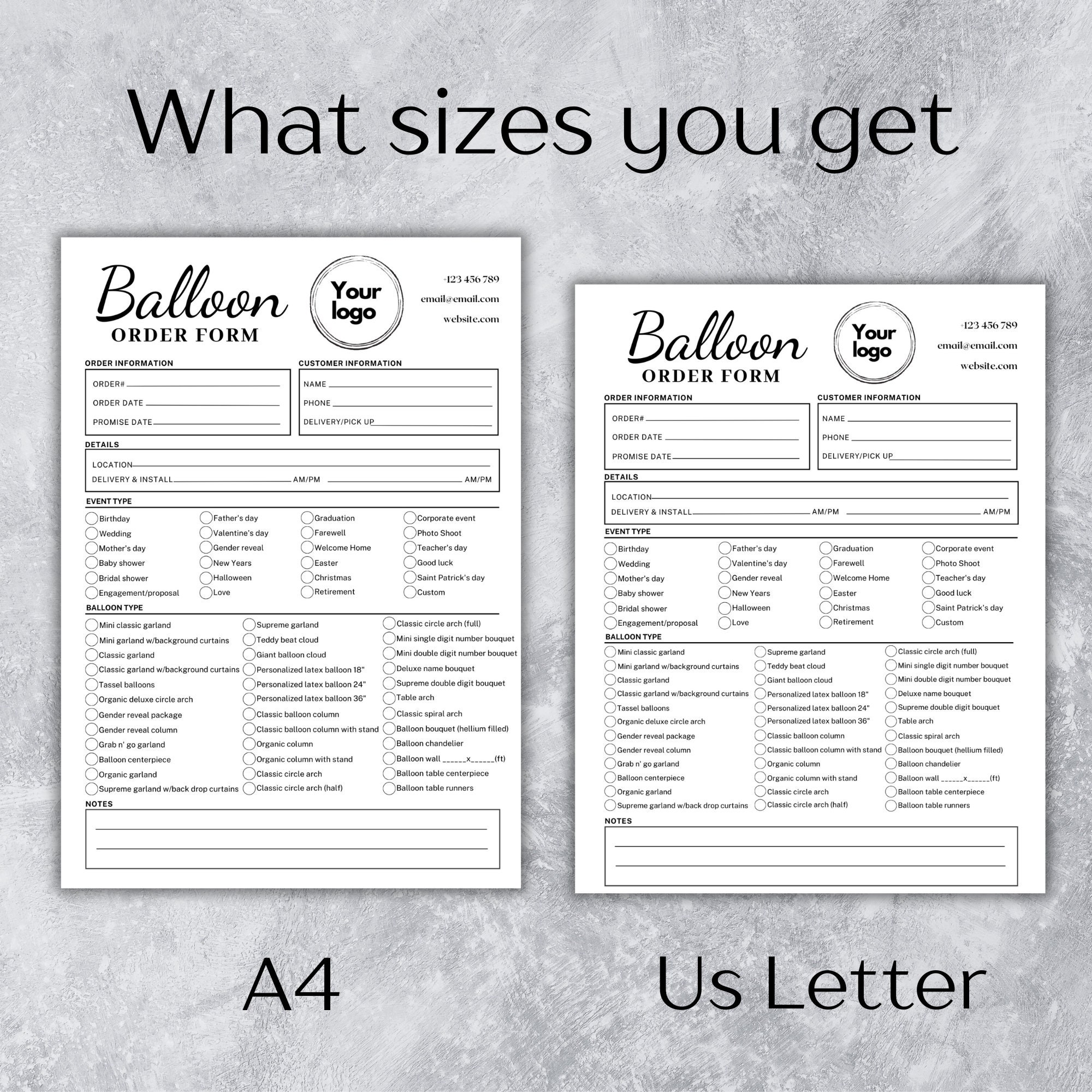Balloon Order Form and Invoice Template, Balloon Order Tracker Template ...