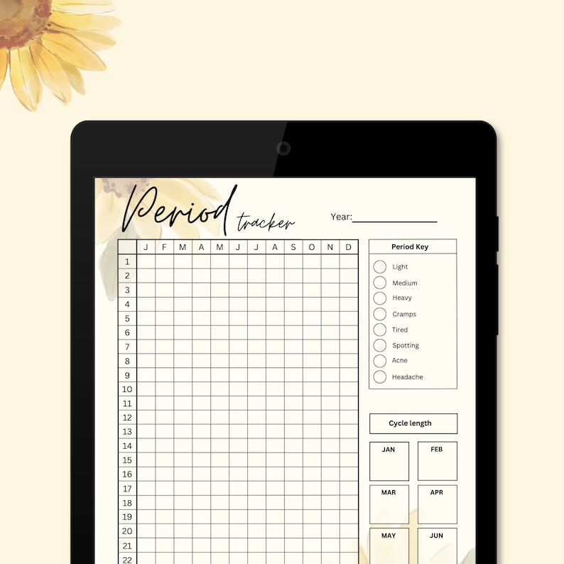 Period Tracker Printable, Digital Cycle Tracker, Menstrual Tracker ...
