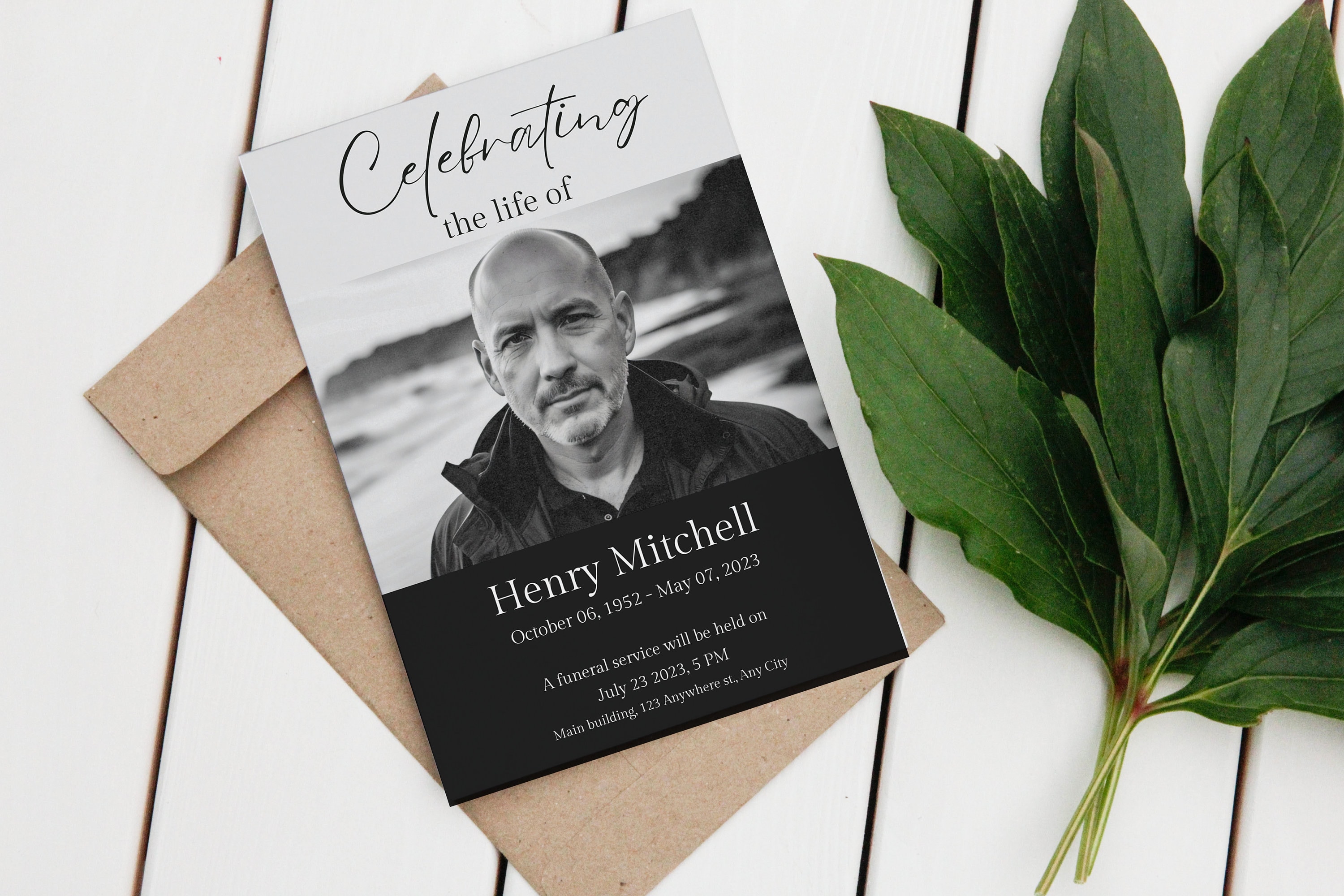 Male Obituary Template, Funeral Program for Men, Celebration of Life ...