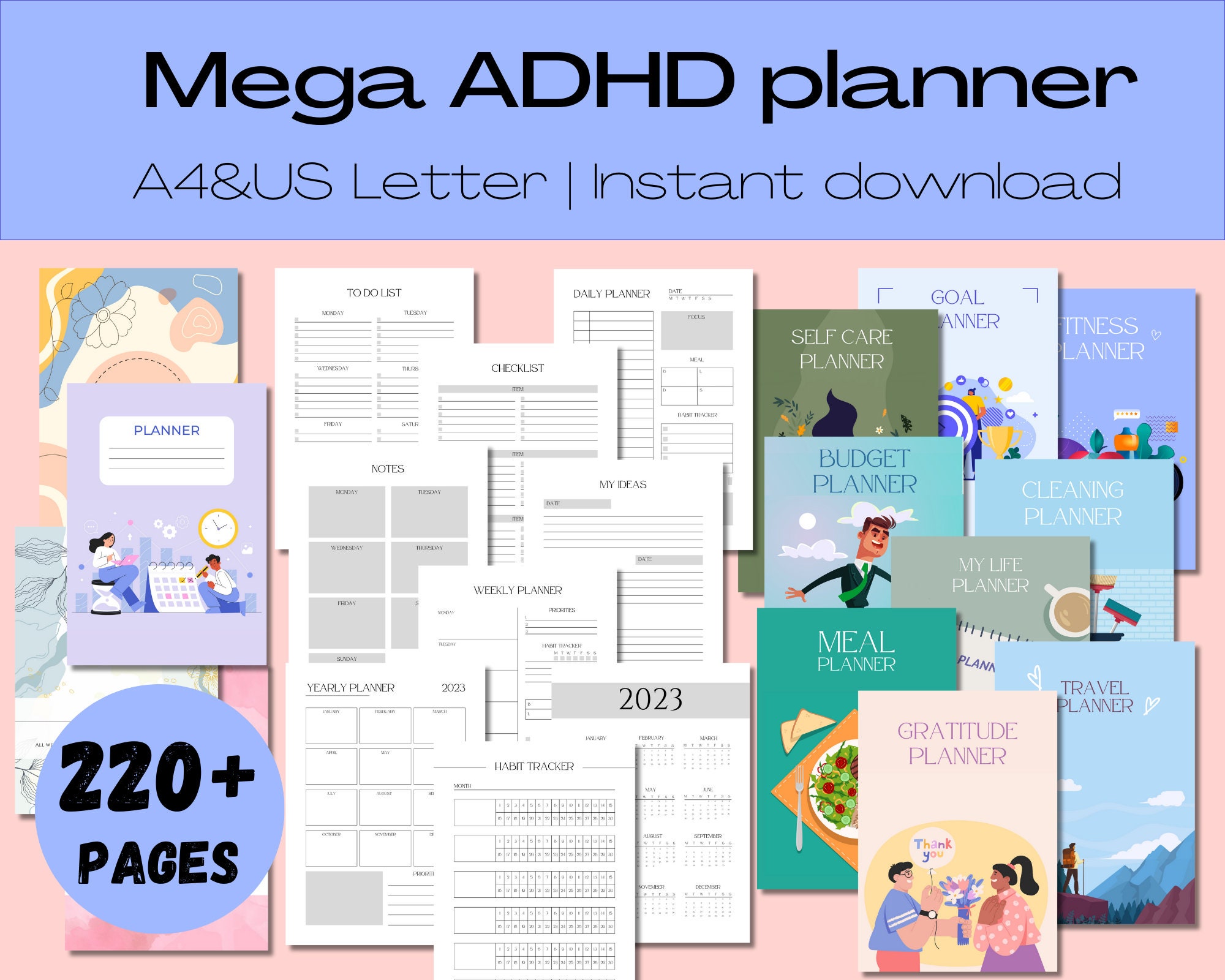 ADHD 2024 Digital Planner, ADHD Planner Adult, ADHD Planner Printable ...