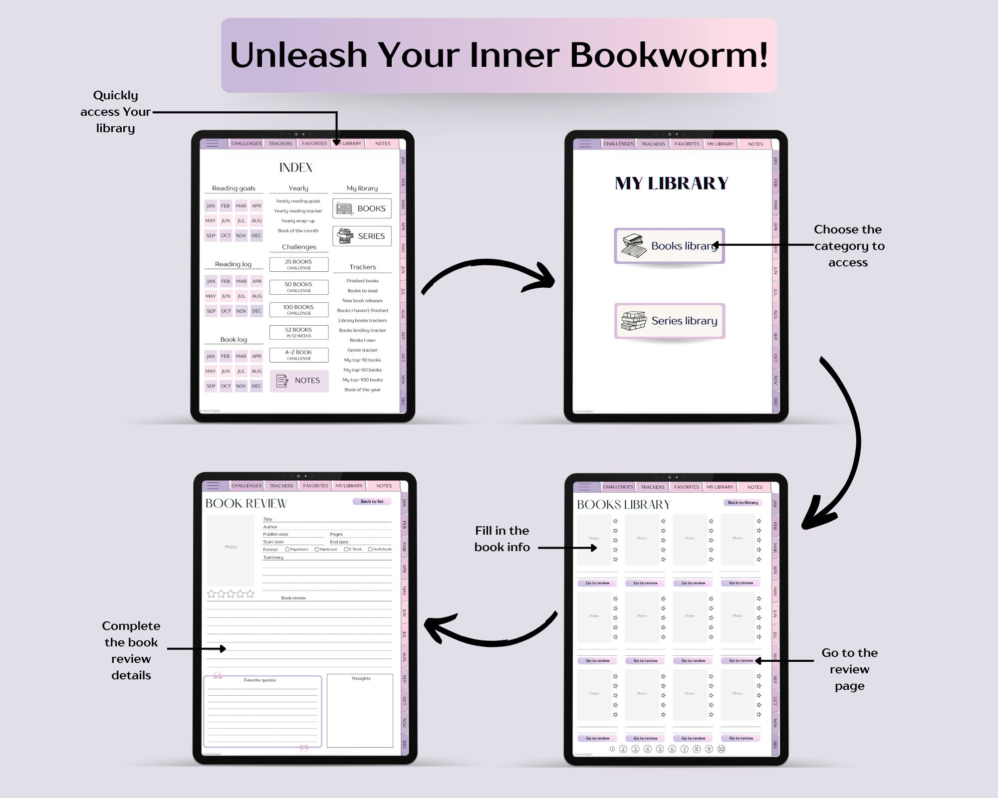 Digital Reading Tracker for Goodnotes, Ipad, Reading Book Journal ...