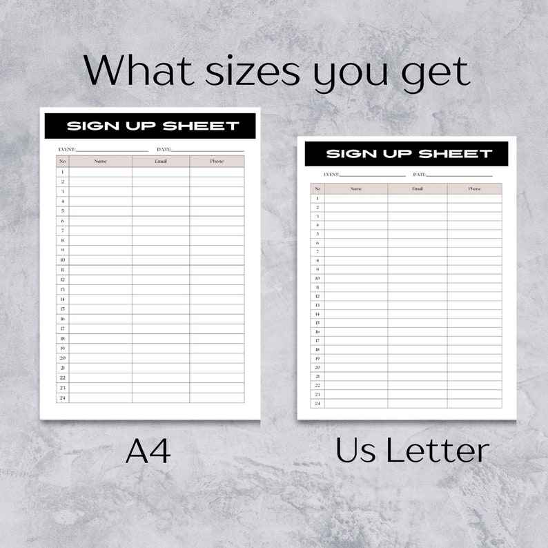 Editable Sign up Sheet Printable Sign in Sheet Email Sign up - Etsy